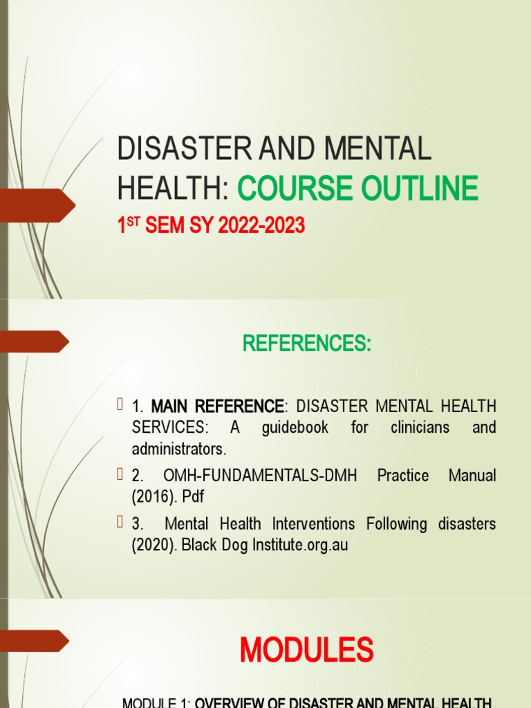 Disaster and Mental Health Course Outline | PDF