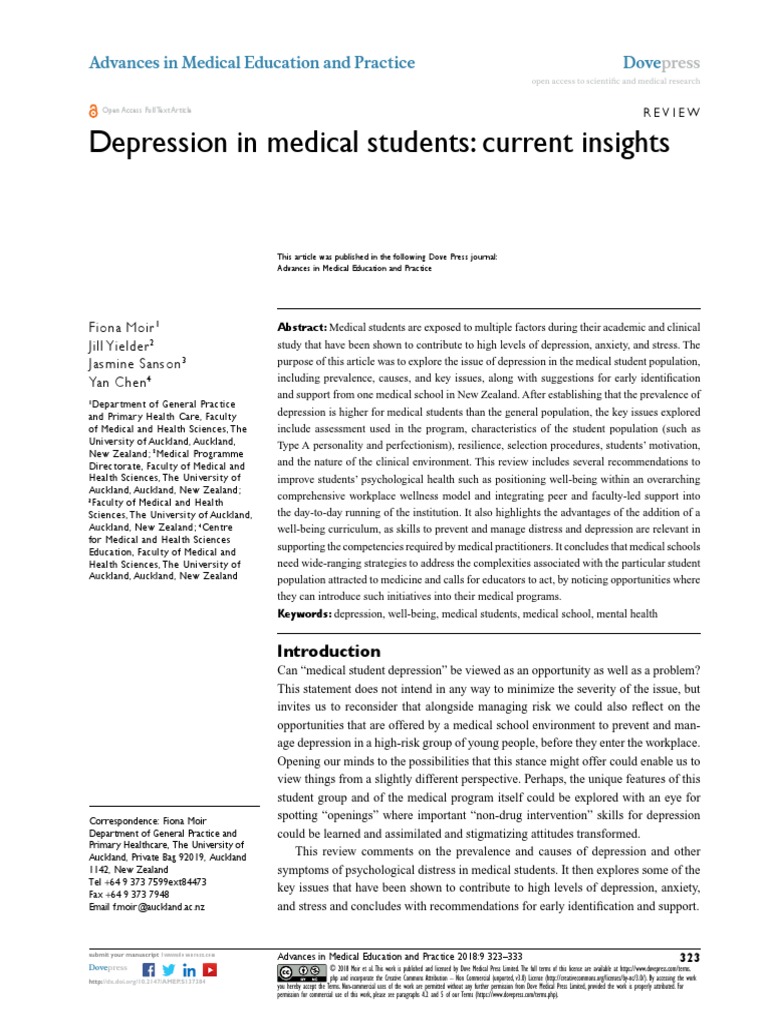 Depression in Medical Students Current Insights | PDF | Motivational ...