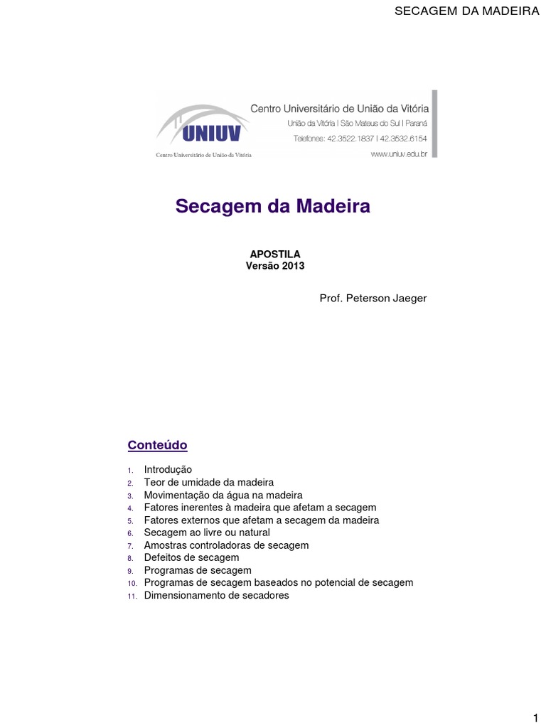 Secagem Da Madeira | PDF | Madeira | Termodinâmica