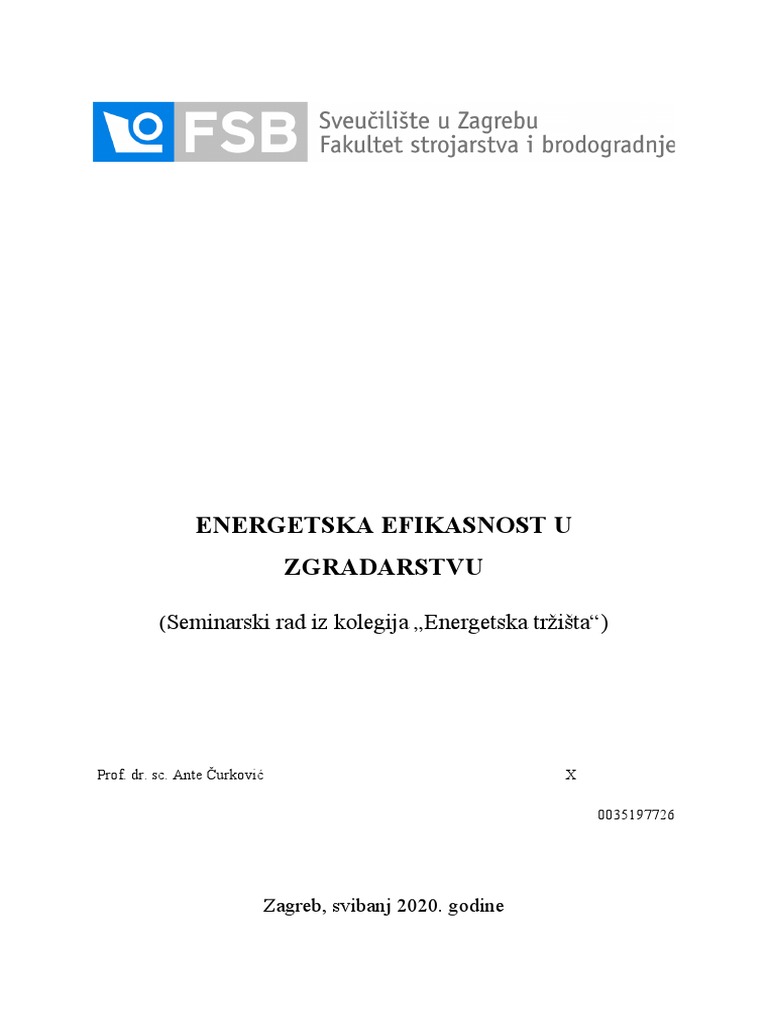 Energetska Efikasnost U Zgradarstvu | PDF