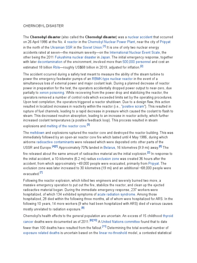 Chernobyl Disaster | PDF | Chernobyl Disaster | Nuclear Reactor
