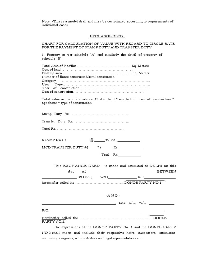Property Exchange Deed Template | PDF | Property | Deed
