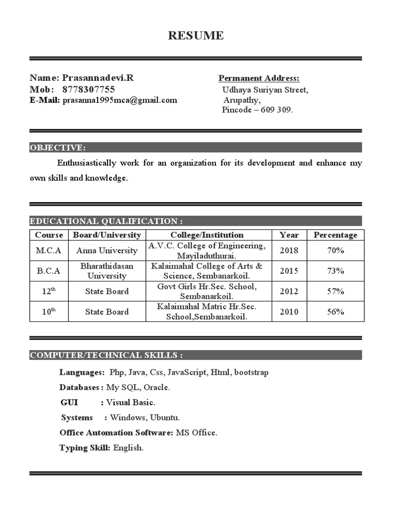 Share Prasanna Rezume Pdf Computer Science Information Technology