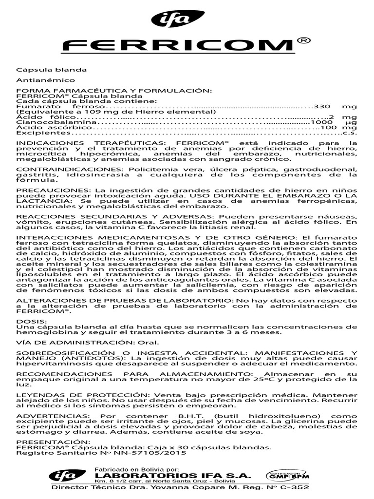 Ferricom ® | PDF | Vitamina C | Medicina CLINICA