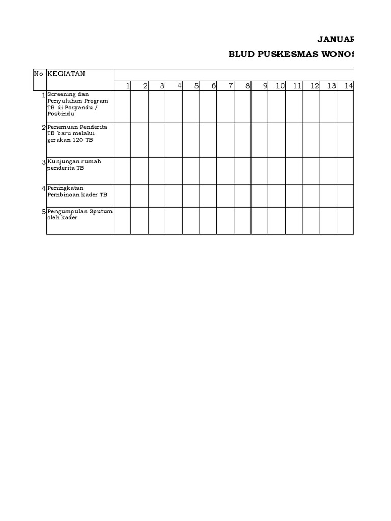 Jadwal Kegiatan Bulanan Program | PDF
