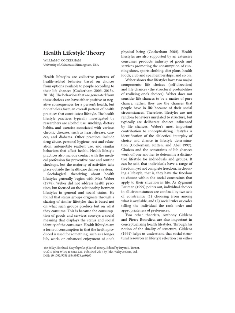 Health Lifestyle Theory | PDF | Sociology | Behavior