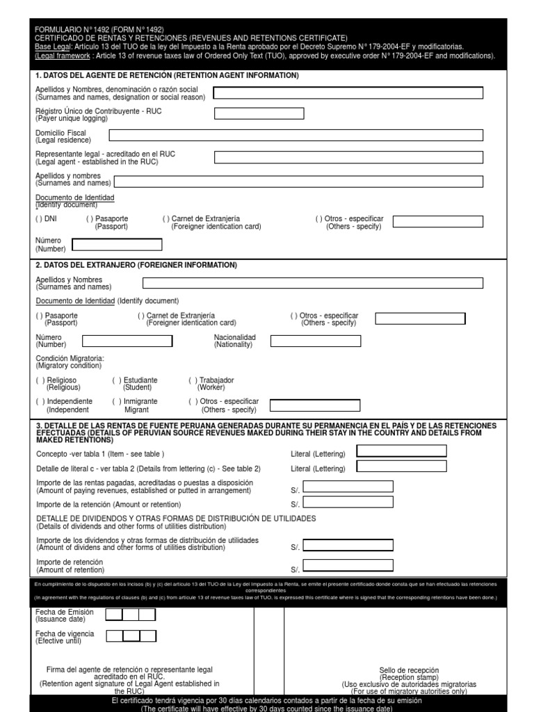 Formulario 1492 | PDF | Pagos | Gobierno