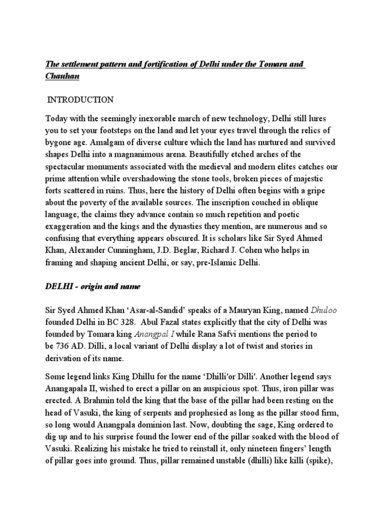 The Settlement Pattern and Fortification of Delhi Under The Tomara and ...