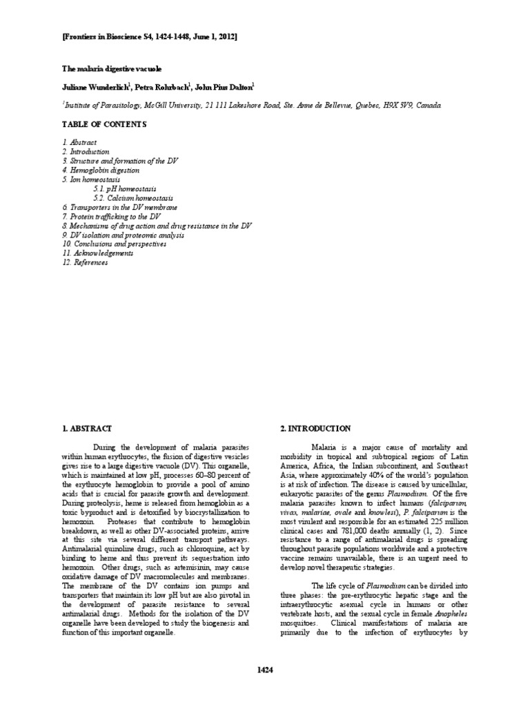 Wunderlich Et Al 2012 | PDF | Vacuole | Plasmodium