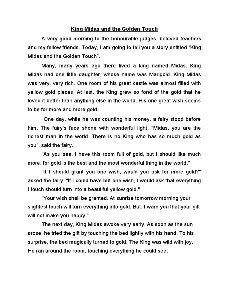 King Midas and The Golden Touch | PDF