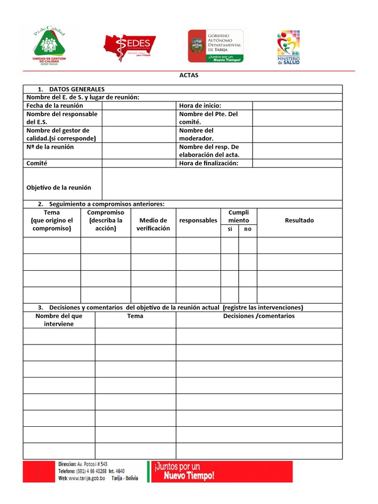 Formato para Actas | PDF | Crecimiento personal y profesional | Derecho
