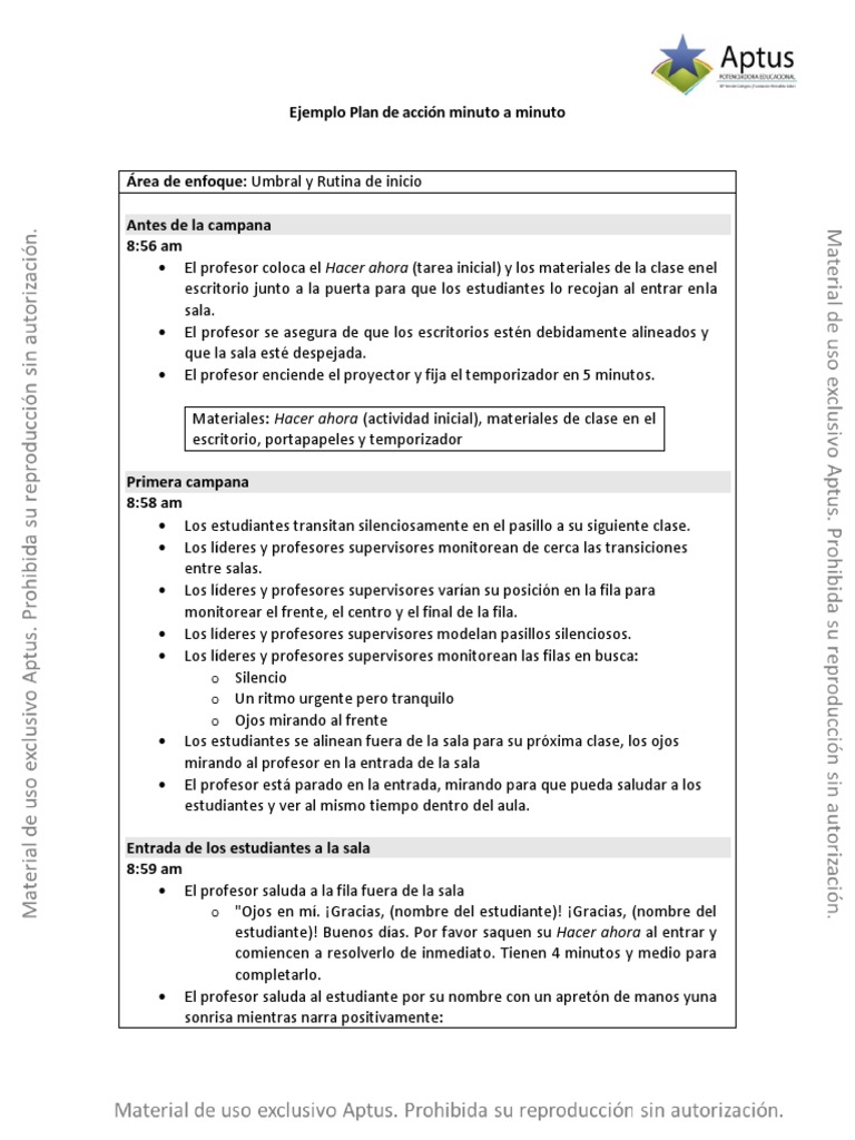 Ejemplo - Planificación Minuto A Minuto | PDF