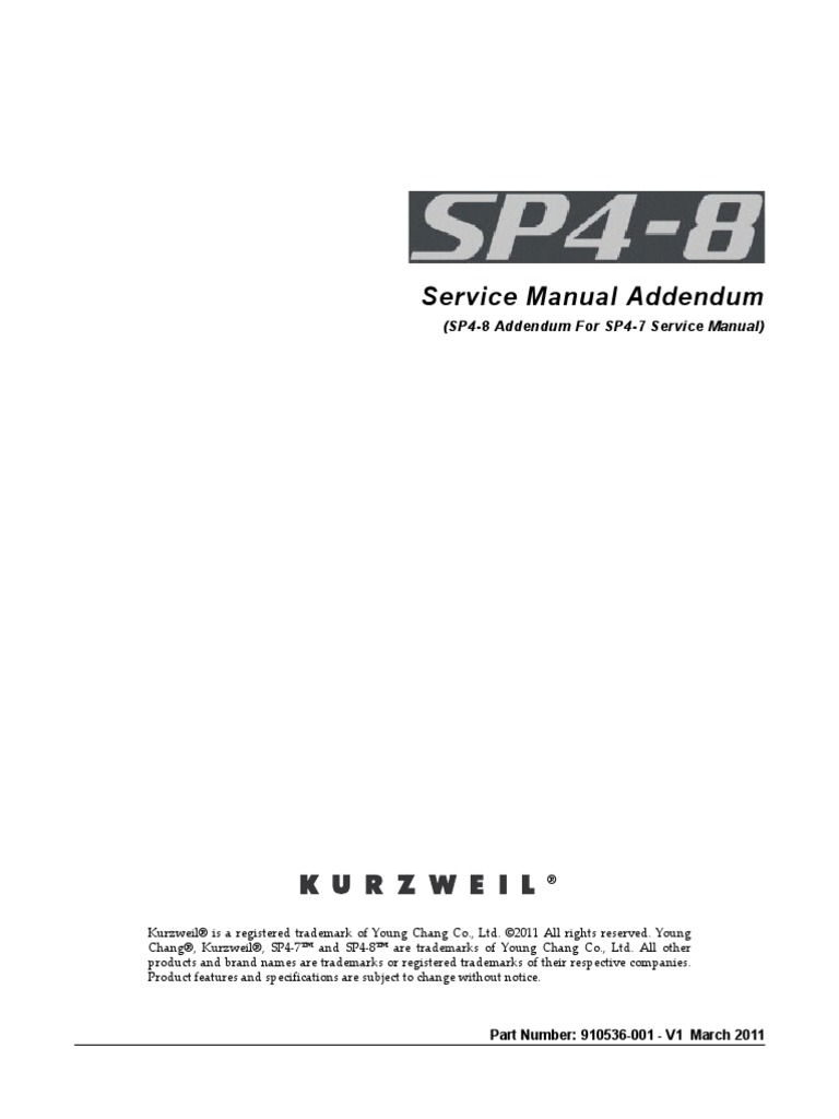 SP4-8 SM Addendum 3-30-11 | PDF | Electrical Connector | Computer Keyboard