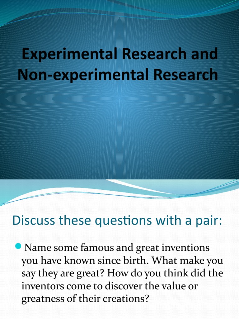 Experimental Research and Non-Experimental Research | PDF | Experiment ...