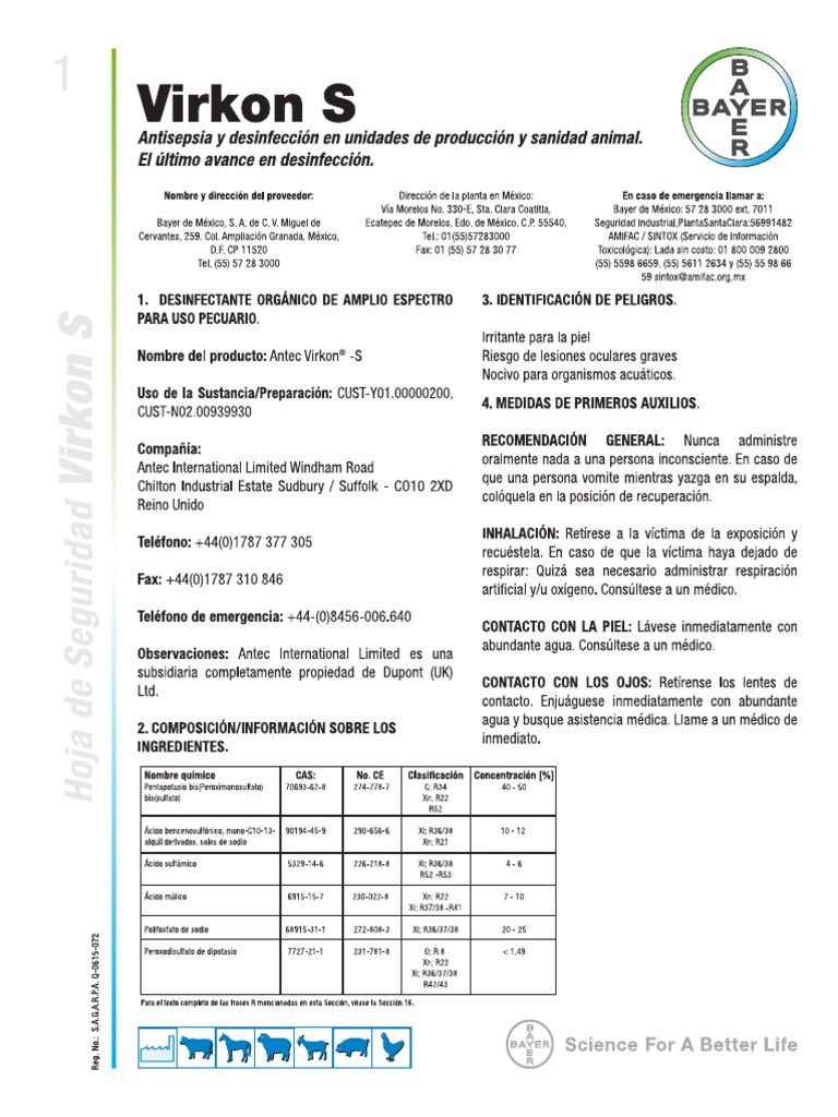 Virkon S H.seguridad Bayer | PDF