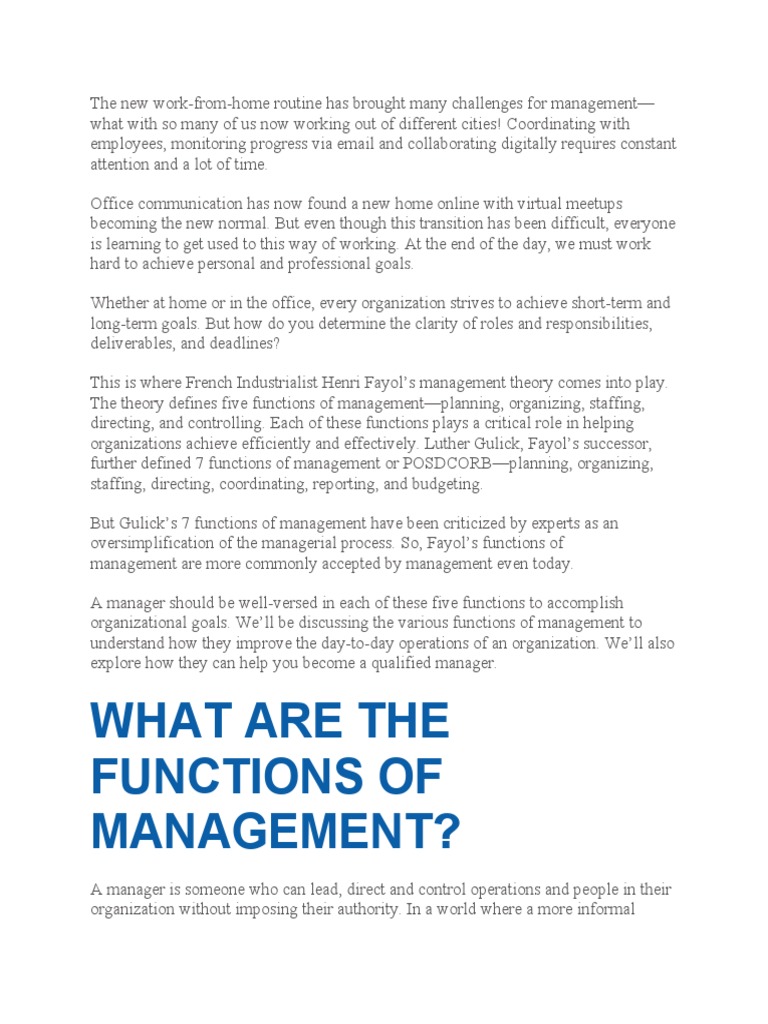 Functions of Management Explained | PDF | Business | Cognition