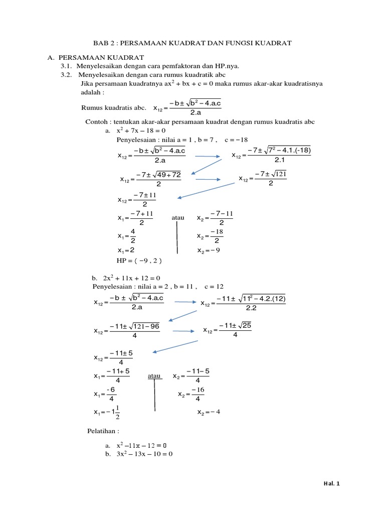 BAB2.1.2.2. HP Dgn. Rumus Kuadratis Abc Dan Menyempurnkan Kuadrat ...