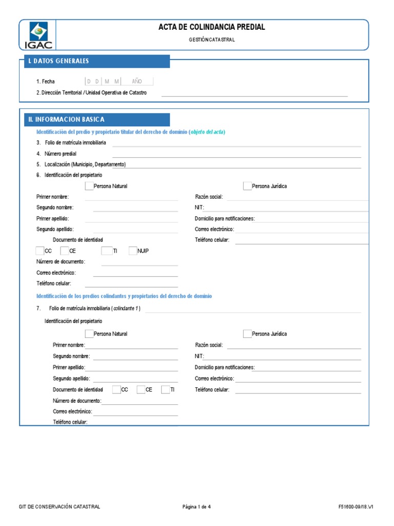 Acta de Colindancia - Igac | PDF