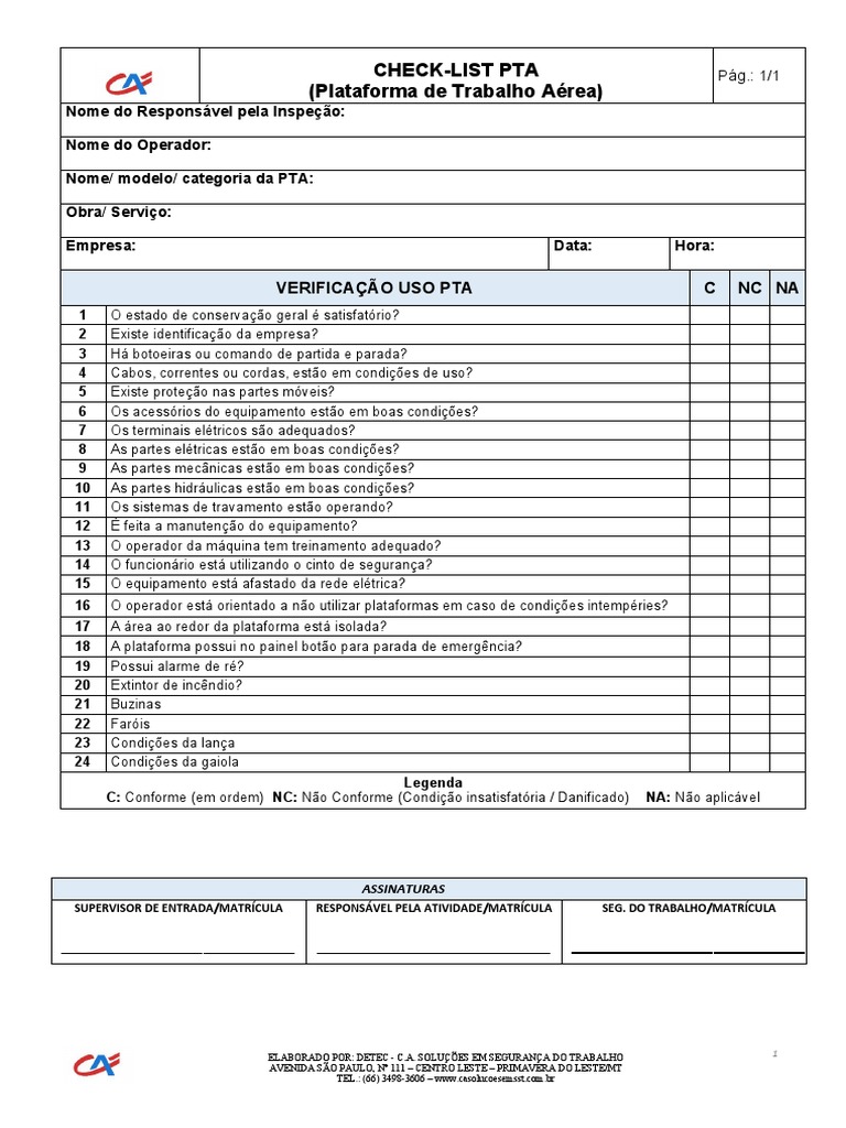 Modelo De Checklist Excelformato De Checklist