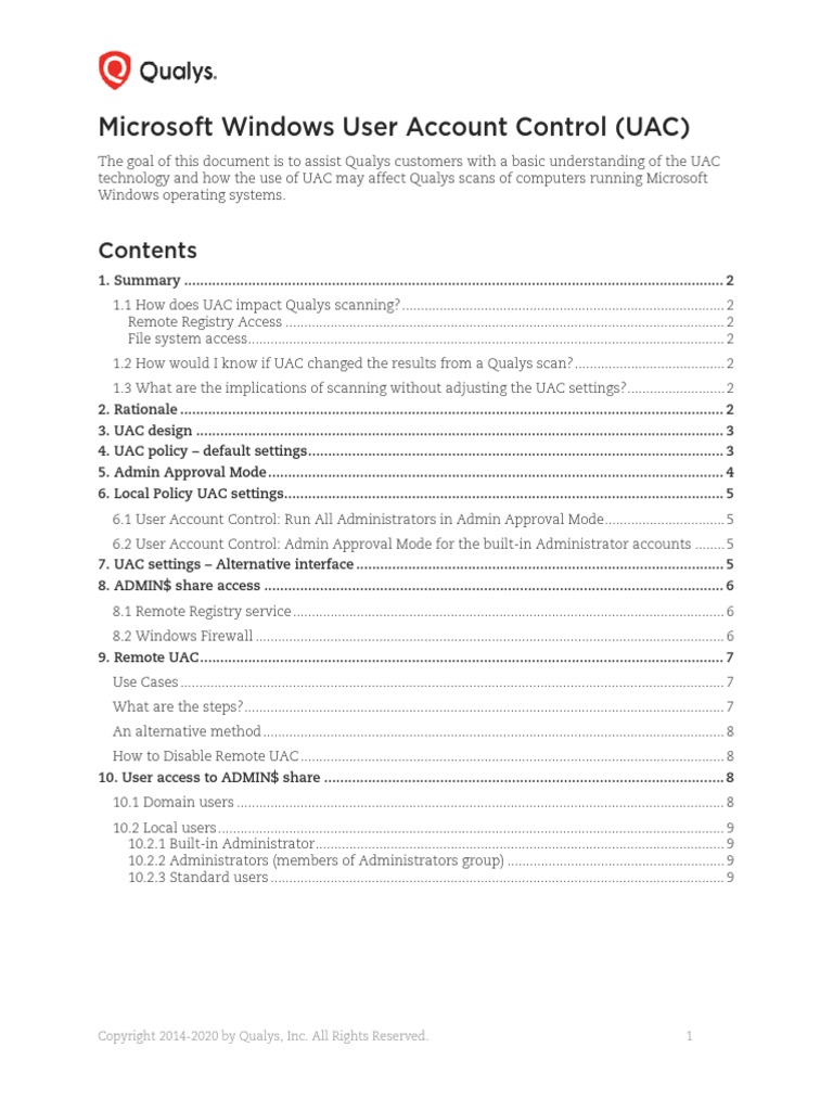 Qualys Authenticated Scanning Windows Uac | PDF | Windows Registry ...