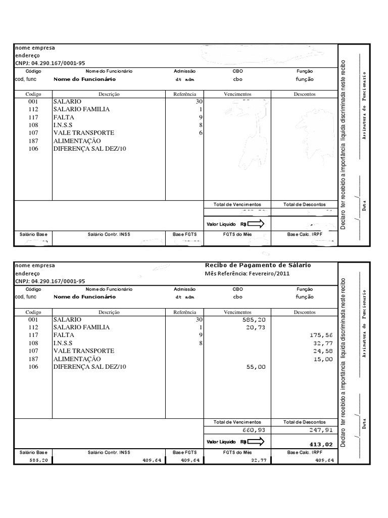 Modelo Contra Cheque | PDF | Ambiente de trabalho | Business
