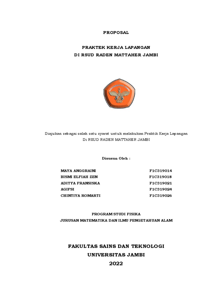 Proposal PKL Fisika di RSUD Jambi | PDF | Sains & Matematika