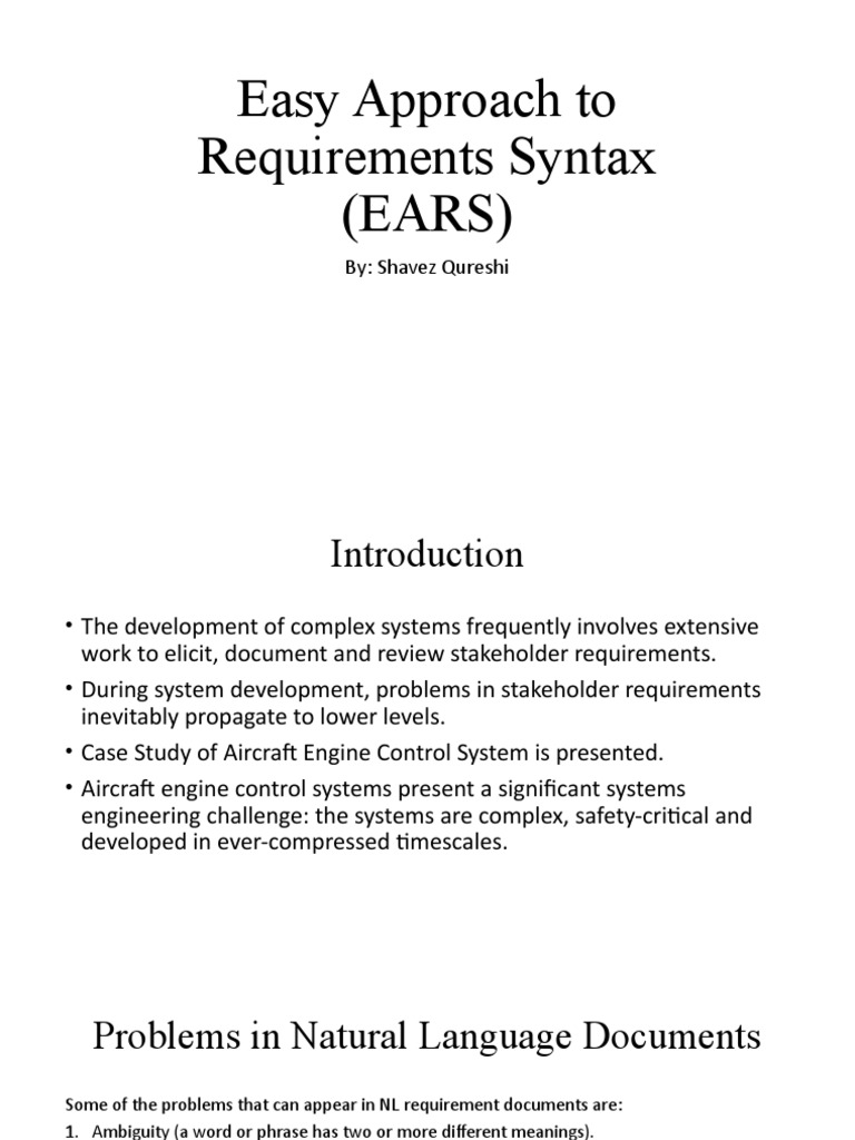 Easy Approach To Requirements Syntax (EARS) | PDF | Ambiguity | System