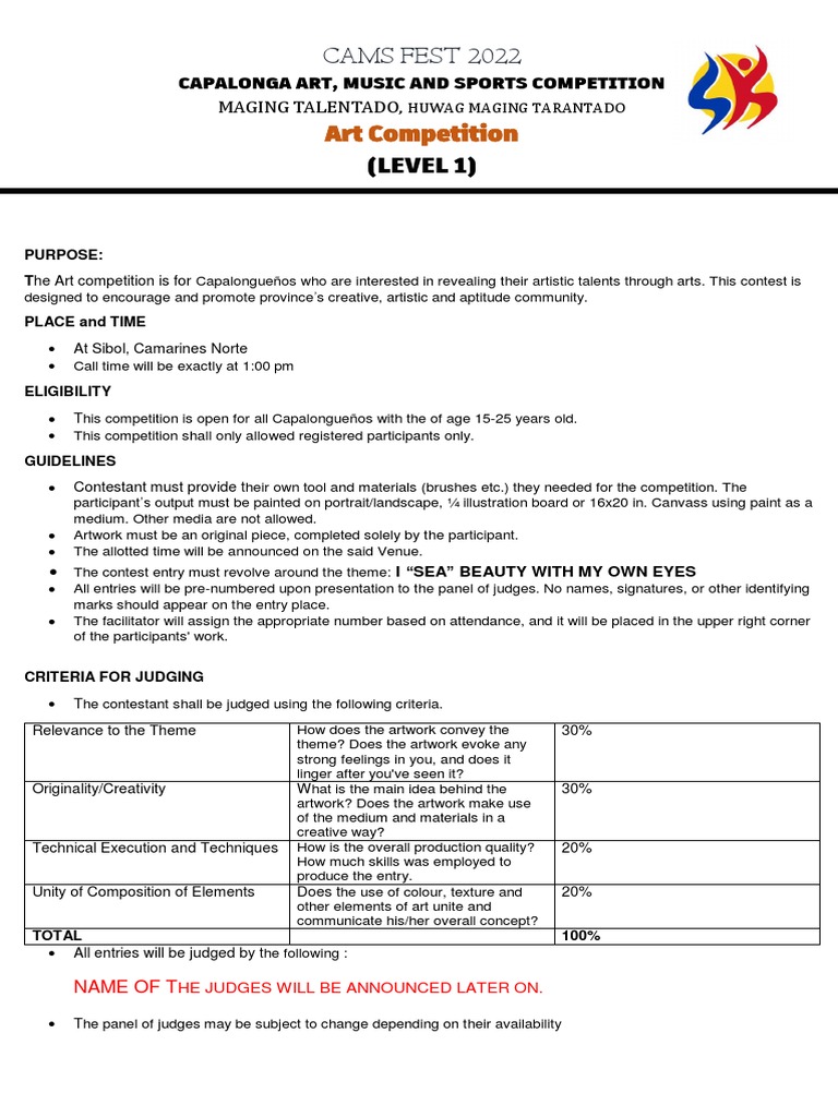 Art Competition Guidelines | PDF | The Arts