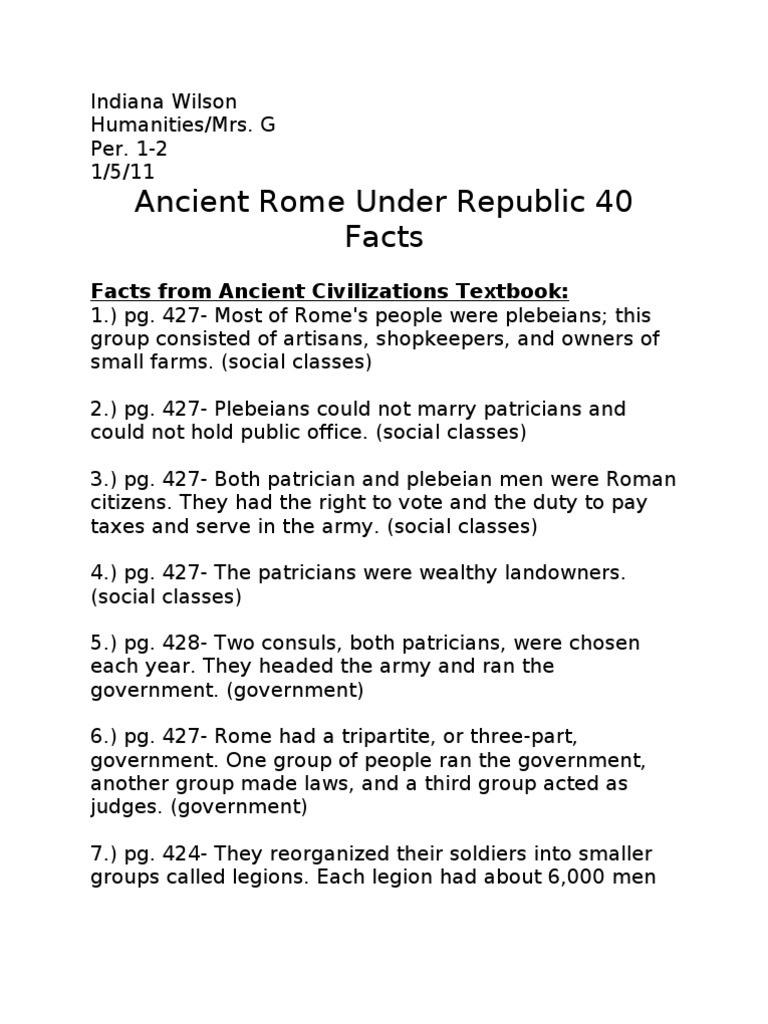 Ancient Rome Under Republic 40 Facts | PDF | Ancient Rome | Roman Republic