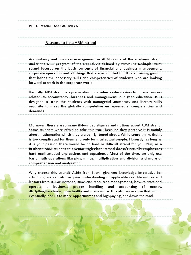 Benefits of Choosing the ABM Strand | PDF | Career & Growth | Business