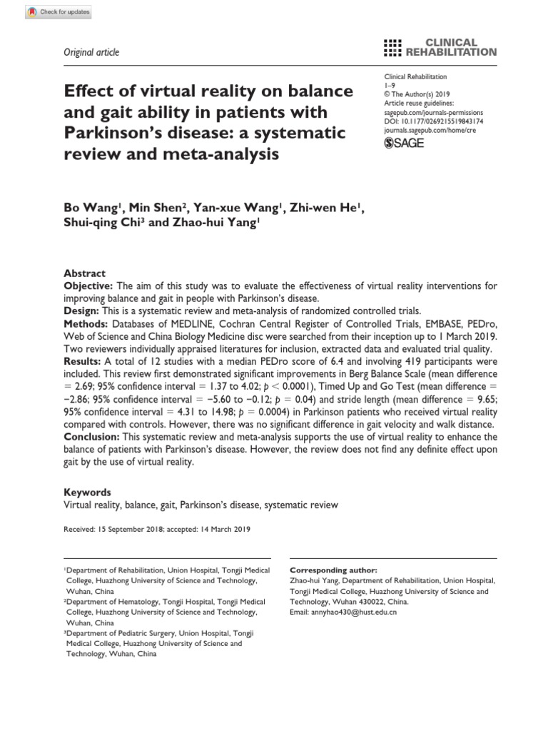 Effect of Virtual Reality On Balance and Gait Ability in Patients With ...