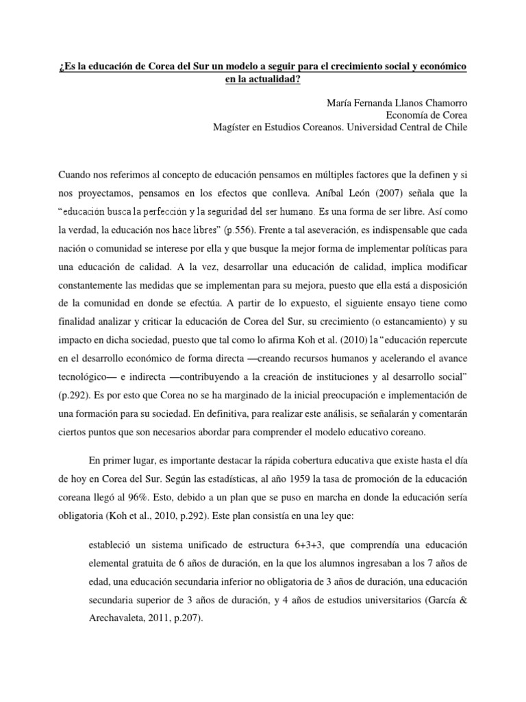 Ensayo María Fernanda Llanos Chamorro | PDF | Corea del Sur | Política ...