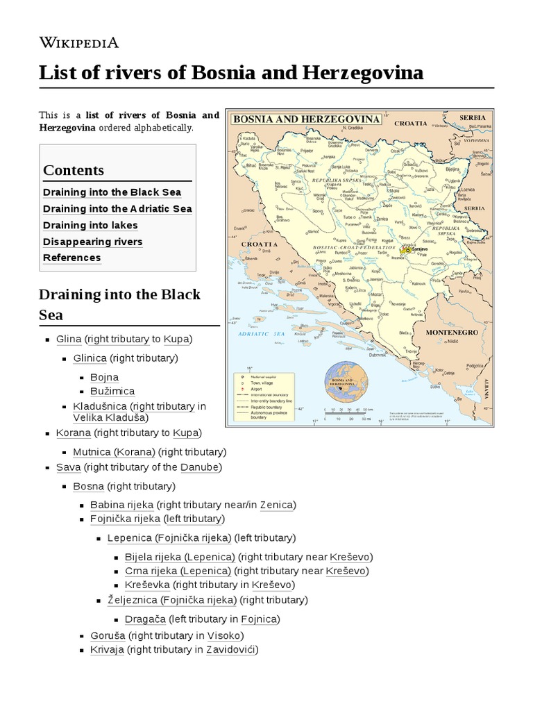 List of Rivers of Bosnia and Herzegovina | PDF | Fluvial Landforms ...