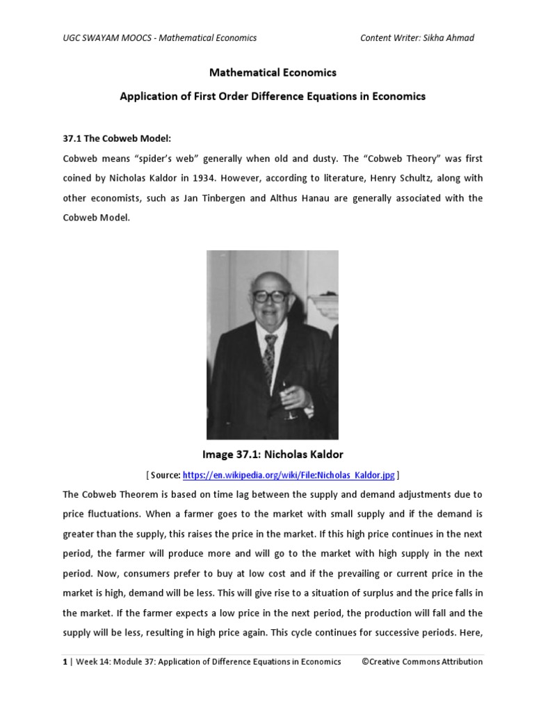 20 Cobweb Model | PDF | Economic Equilibrium | Economics