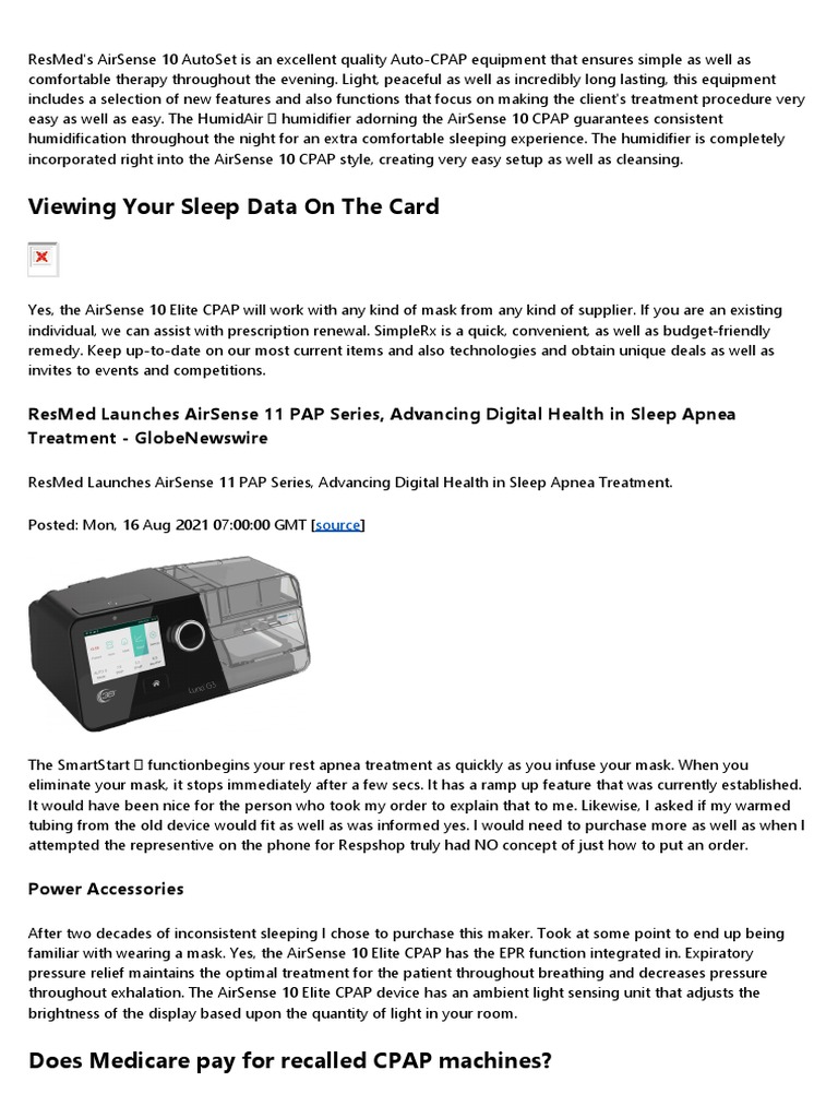 172309resmed Airsense 10 Power Supply | PDF | Medicine