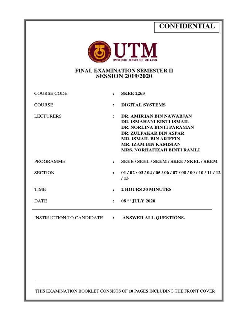 Skee 2263 Final Exam 1920-2 S | PDF | Logic Gate | Computer Science