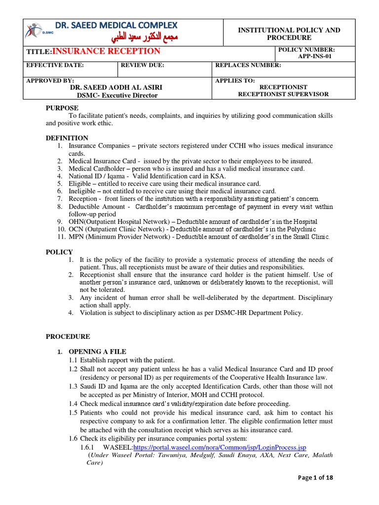 App-Ins-01 Insurance Reception | PDF | Deductible | Identity Document