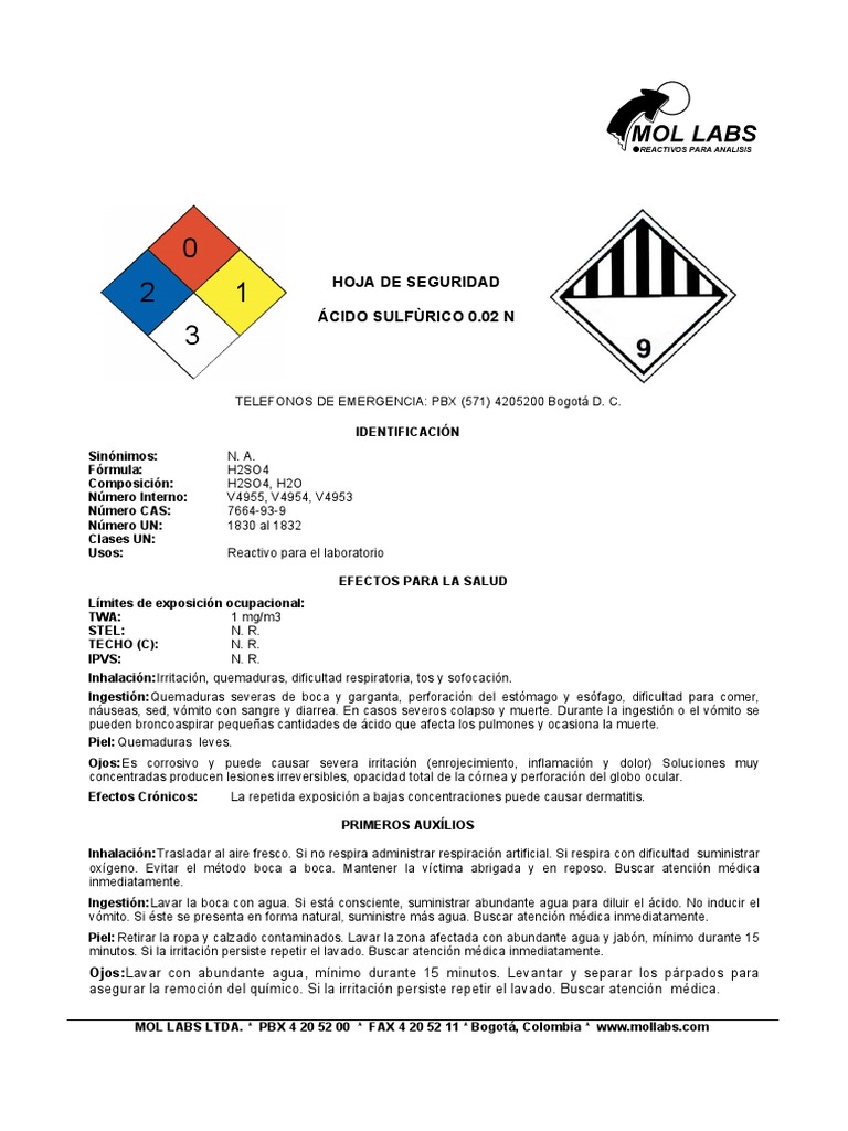 Àcido Sulfùrico 0,02 N | PDF | Agua | Combustibles