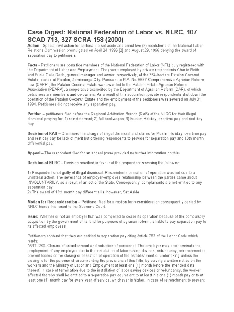 National Fed. of Labor V NLRC | PDF | Employment | Statutory Interpretation