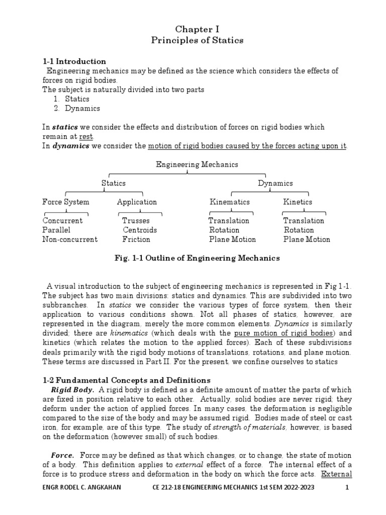 Chapter 1 Principles Of Statics 2ce 4 Pdf Force Euclidean Vector