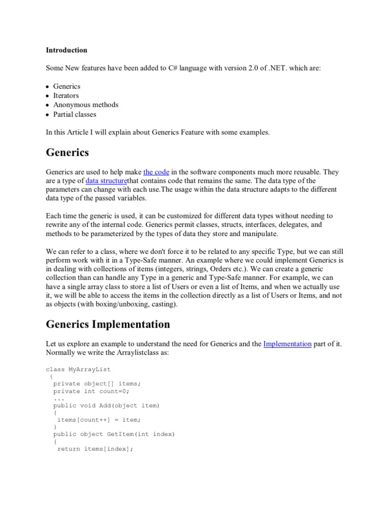 Generics Pdf Class Computer Programming Data Type