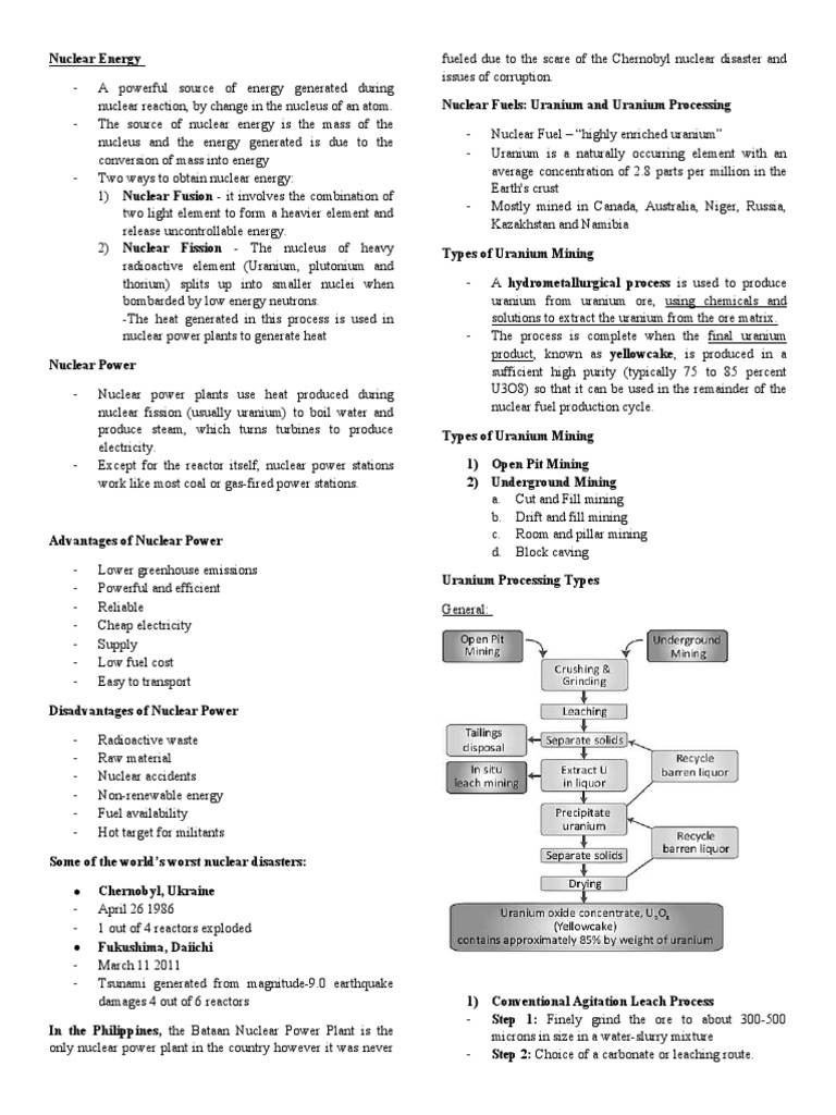Nuclear Energy Notes | PDF | Nuclear Power | Uranium