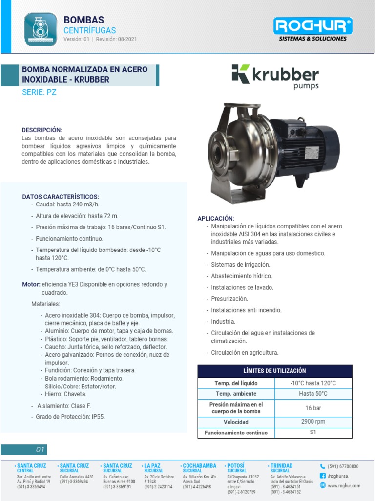 SERIE PZ BOMBA NORMALIZADA EN ACERO INOXIDABLE - KRUBBER Pumps (08.2021 ...