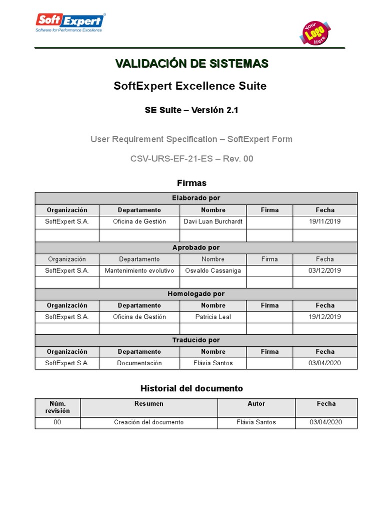 CSV-URS-EF-21-ES - 00 - (SP) URS - Form - 2.1.1 | PDF | Procesos de ...