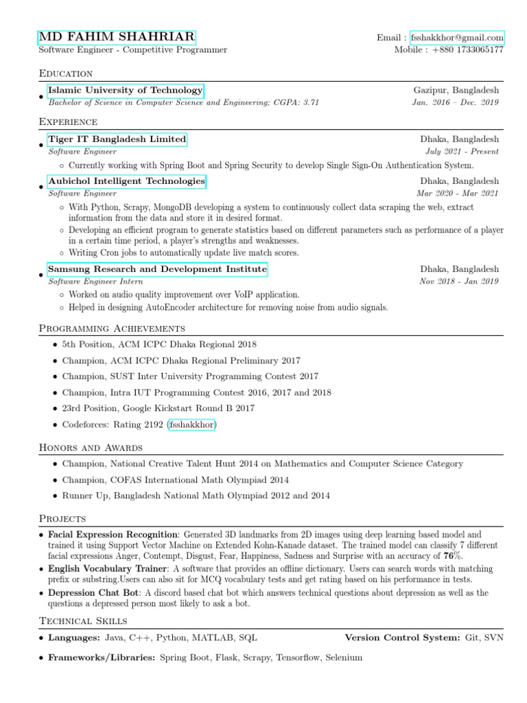Software Engineer Resume | PDF | Software | Computing