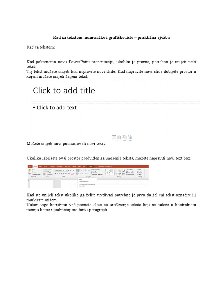 Vježba PowerPoint, Tekst, Uređivanje, Ubacivanje Slike, Formatiranje | PDF