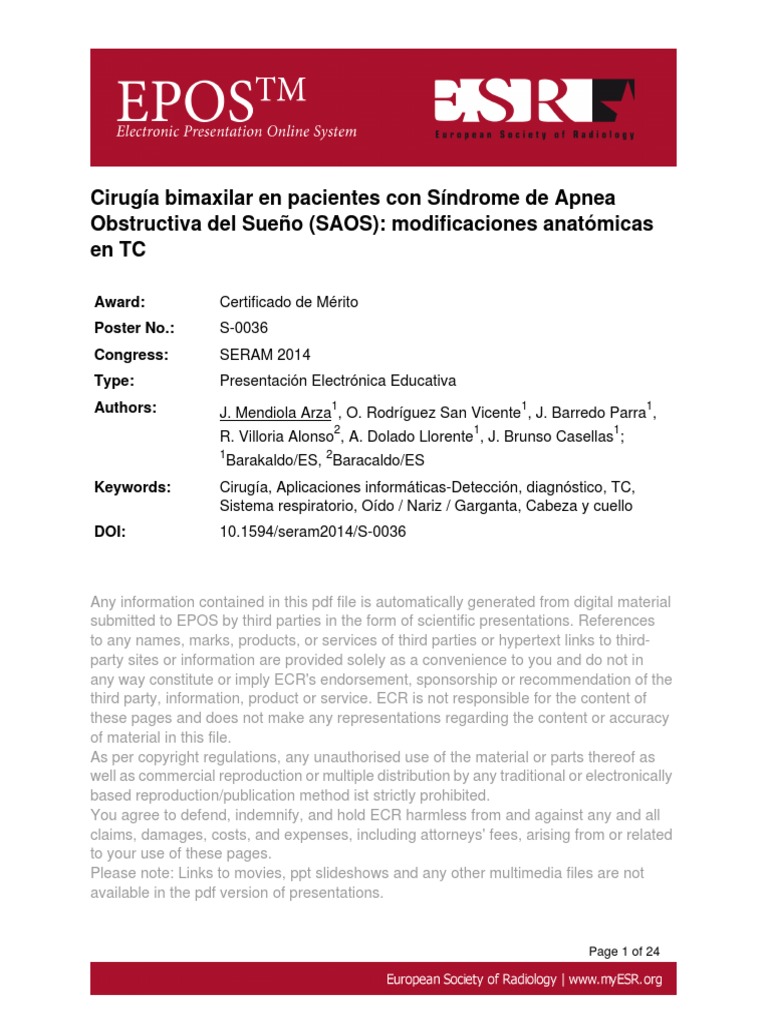 SERAM2014 - S-0036 Cirugía Bimaxilar en Pacientes Con Síndrome de Apnea ...