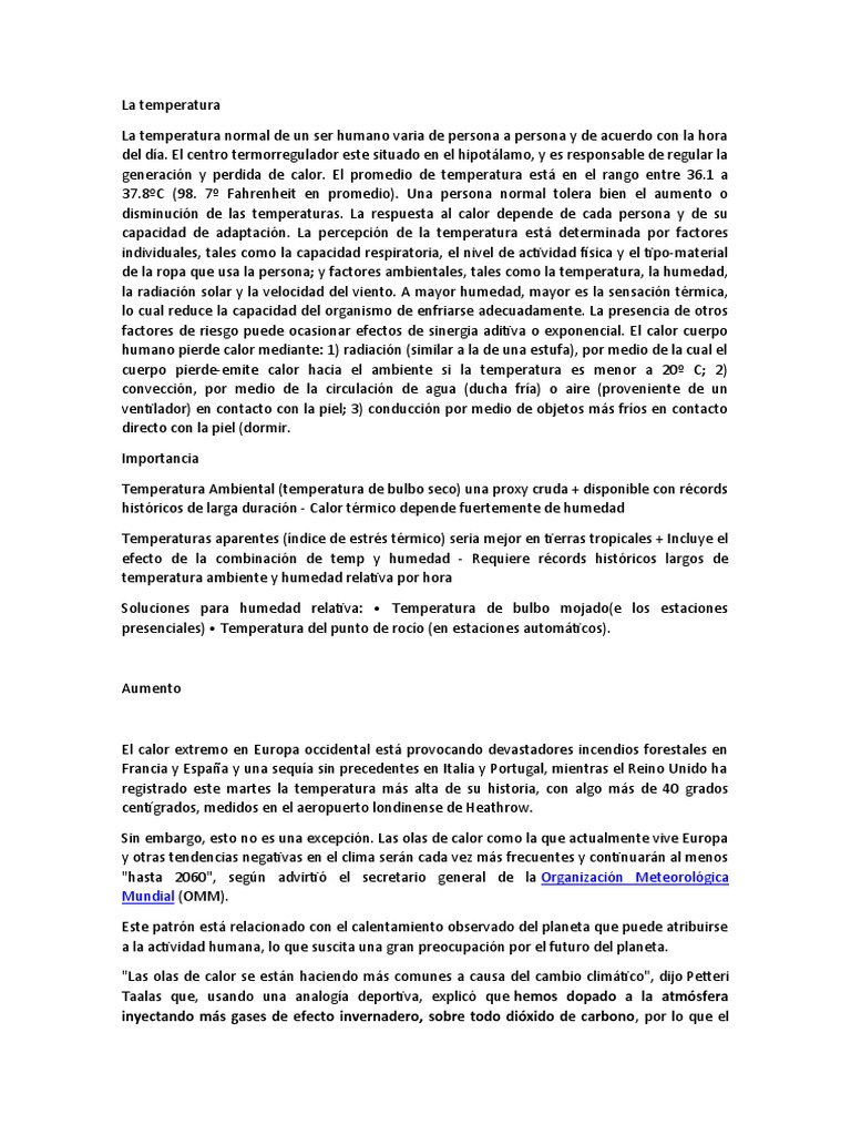 La Temperatura | PDF