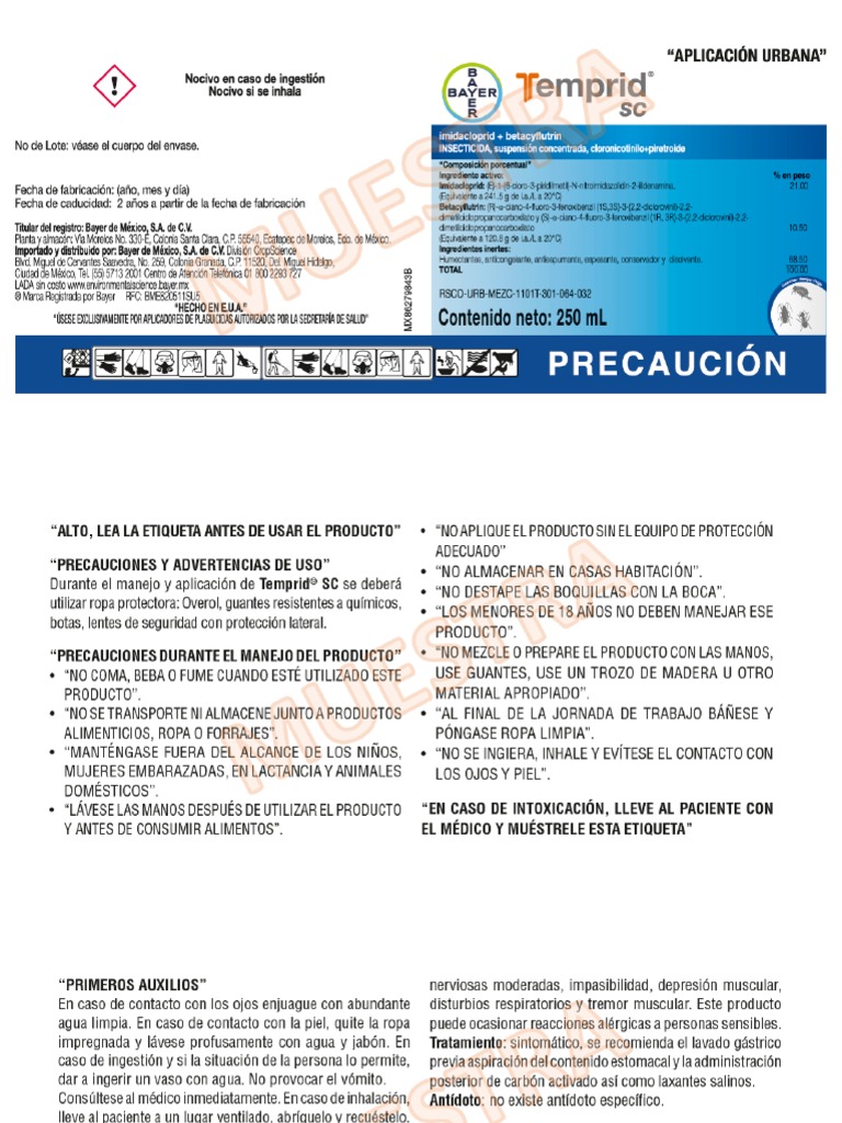 Etiqueta - TEMPRID SC - 250 ML - 2020 | PDF