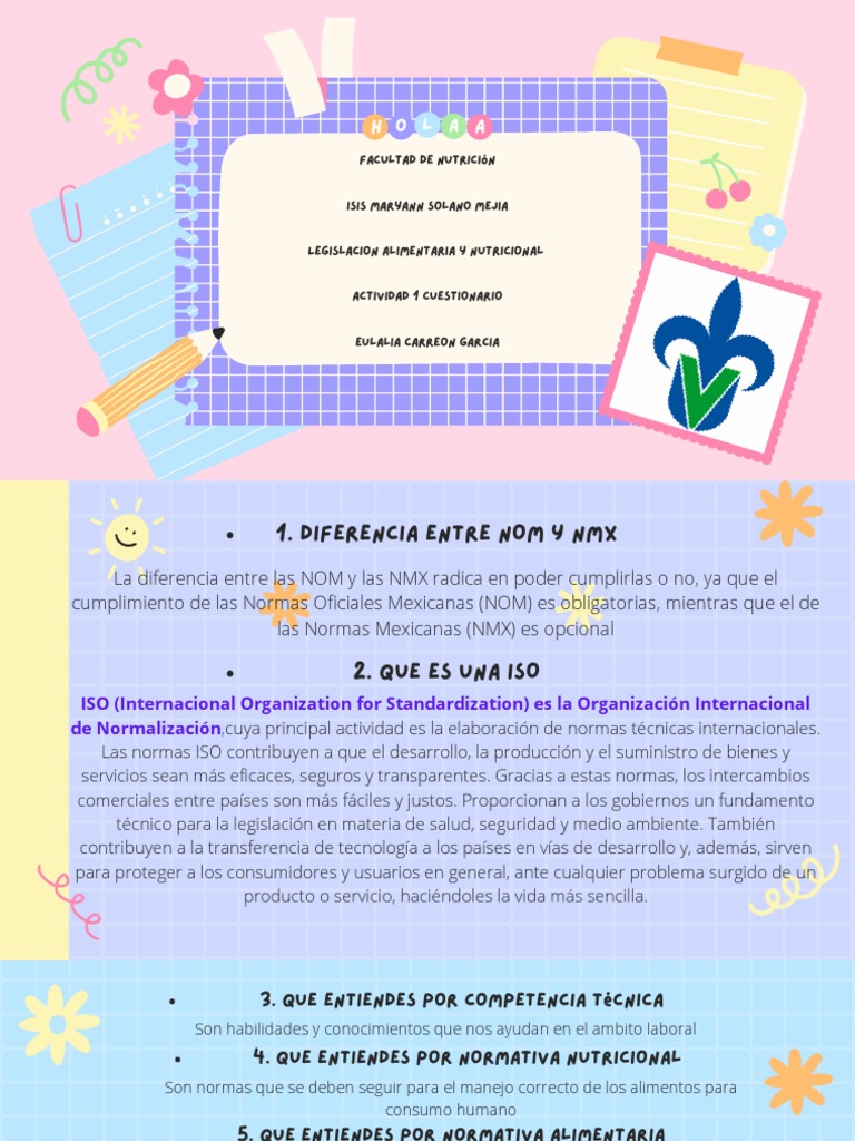 Cuestionario-Legislacion Alimentaria | PDF | Alimentos